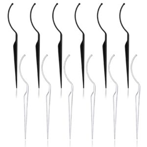 12 pcs false eyelashes display stick eyelashes applicator tool 3d eyelash extensions style try on sticks planting grafted eye lashes applicator ​(black, transparent）