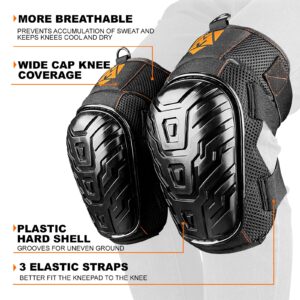 AMPAS Construction Knee Pads for Men and Women for Cleaning Floors Roofing Gardening,Heavy Duty Support Knee pads with Gel and Thick Foam Cushion and Improved Adjustable Thigh and Shin Straps