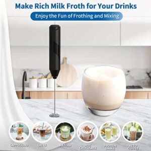 LUUKMONDE Powerful Milk Frother Handheld, Battery Operated Frother Wand with S/S Whisk, Mini Drink Mixer Electric Handheld, Hand Frother Foam Maker for Coffee, Latte, Matcha, Hot Chocolate, Black