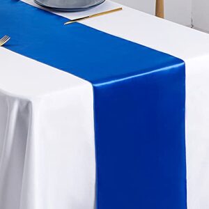 SiinvdaBZX 12 Pcs Royal Blue Satin Table Runner 12 x 108 inches Long, Bright Smooth Satin Wedding Table Runner Decorations for Birthday Parties, Buffet, Banquets, Graduations, Engagements