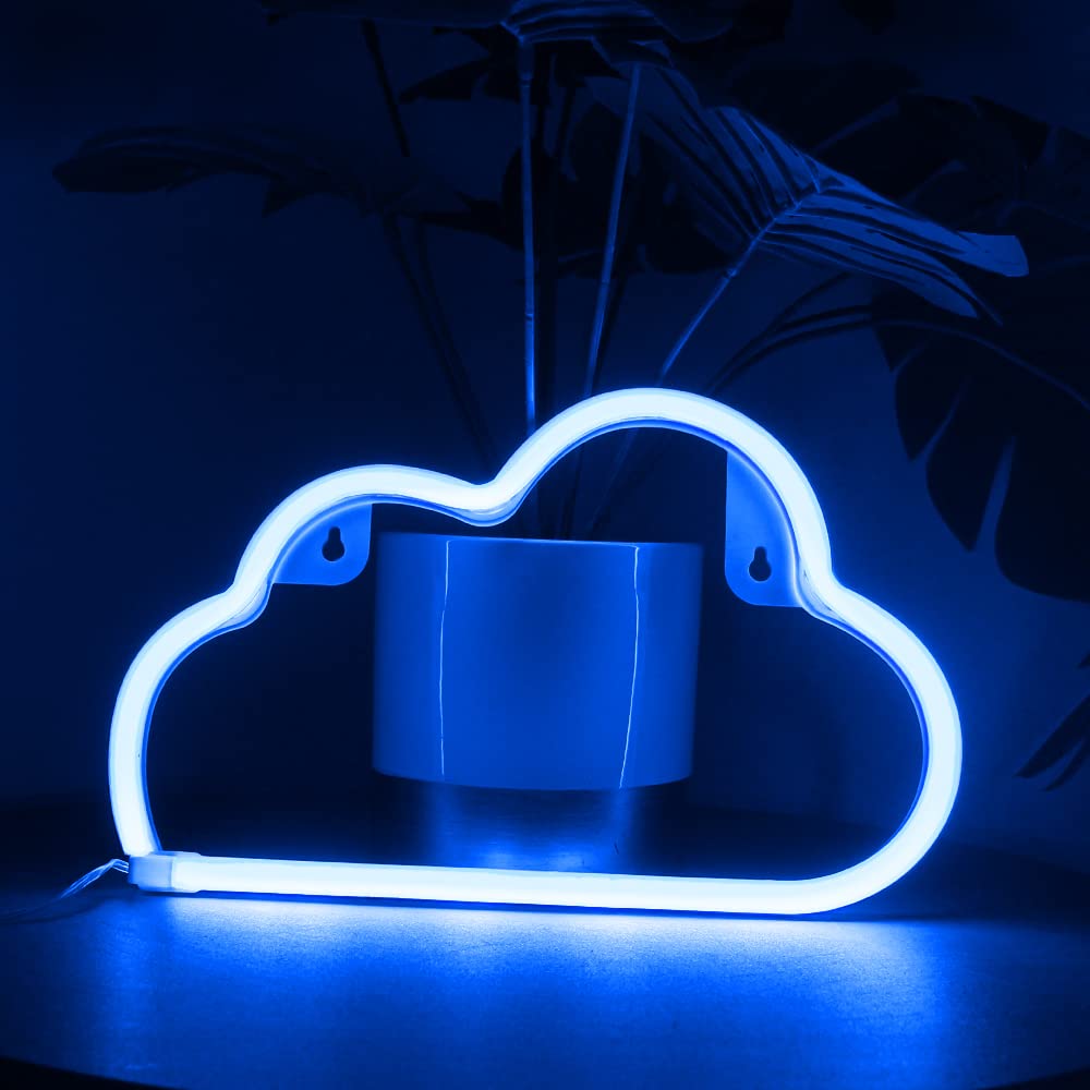 Aclorol Cloud Neon Signs Neon Light Sign for Wall Decor Battery/USB Powered Led Cloud Lights Blue for Aesthetic Room Dec, Bedroom, Kids Room, Living Room Party Wedding（Batteries Not Included)