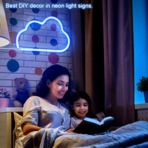 Aclorol Cloud Neon Signs Neon Light Sign for Wall Decor Battery/USB Powered Led Cloud Lights Blue for Aesthetic Room Dec, Bedroom, Kids Room, Living Room Party Wedding（Batteries Not Included)