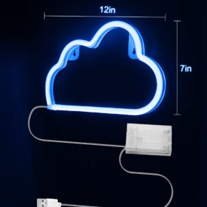 Aclorol Cloud Neon Signs Neon Light Sign for Wall Decor Battery/USB Powered Led Cloud Lights Blue for Aesthetic Room Dec, Bedroom, Kids Room, Living Room Party Wedding（Batteries Not Included)