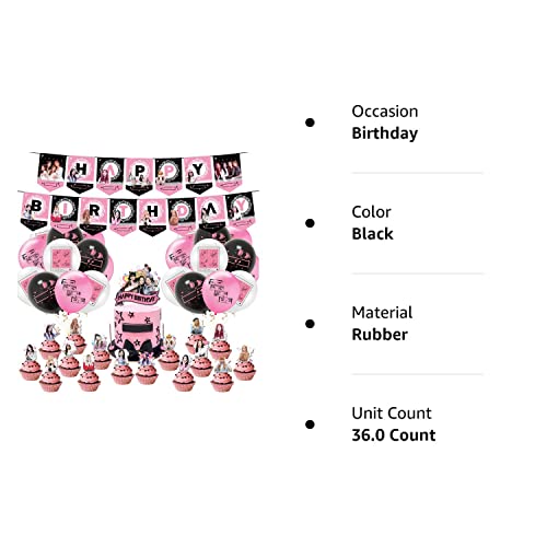 Blackpink Birthday Party Supplies,Black Girl Pink Girl Birthday party Decoration