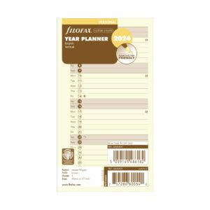 filofax personal 2024 year planner vertical cotton cream 24-68408