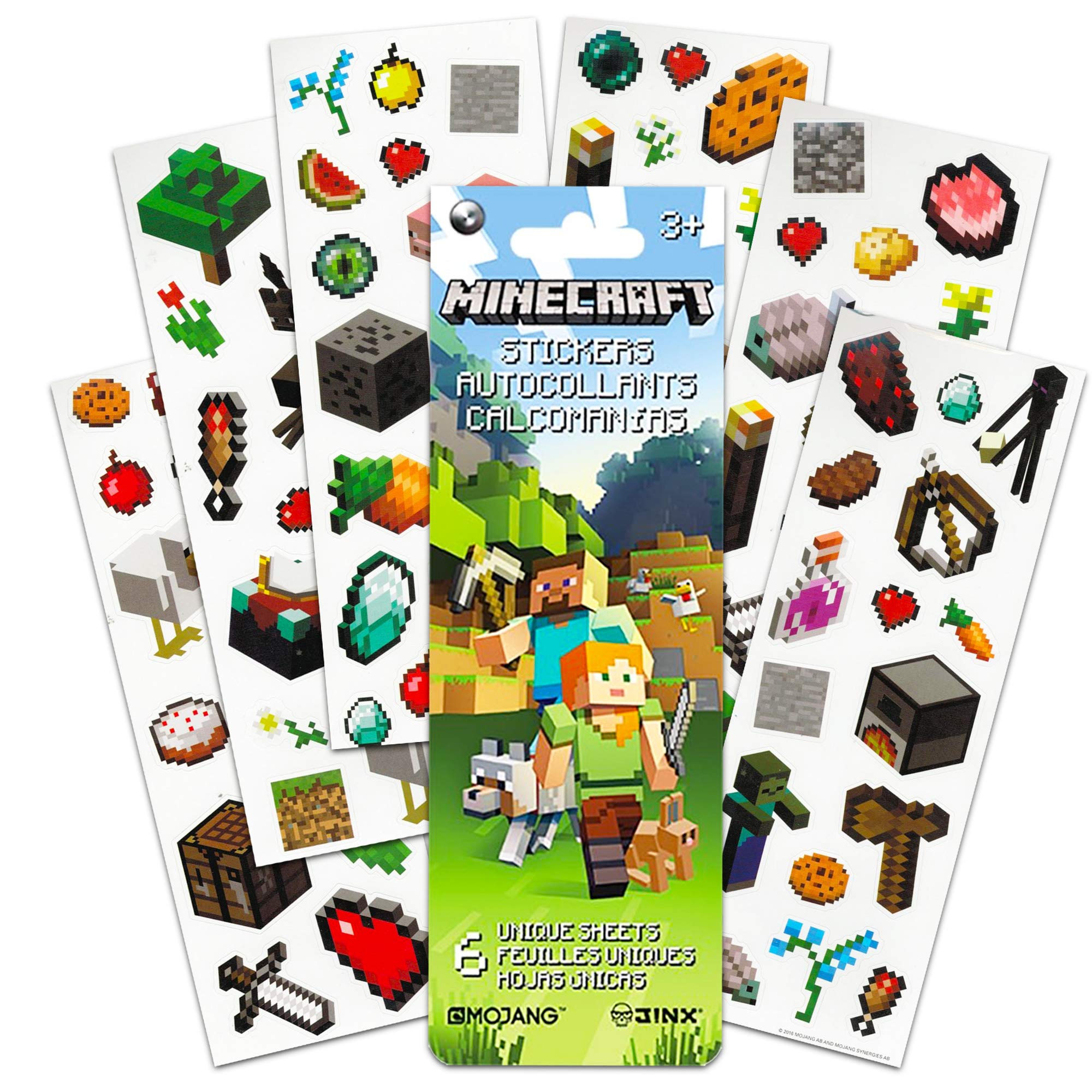 Minecraft School Supplies for Kids - Bundle with 16" Minecraft Backpack for School and Travel Plus Minecraft Stickers, Battle Party Stickers, and More (Minecraft School Bag)