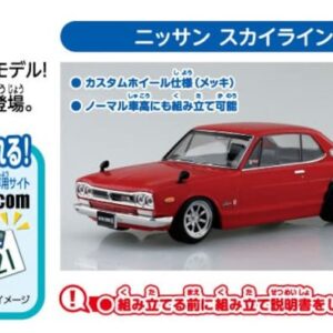 Aoshima Bunka Kyozai 09-SP3 The Snap Kit Series Nissan Skyline 2000GT-R Custom Wheel (Red) Color Coded Plastic Model