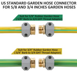 STYDDI Garden Hose Repair Connector Fitting, Aluminum Mender Female and Male Hose End Connector with Zinc Clamp, Fit 5/8-Inch and 3/4-Inch Garden Hose, 2 Sets