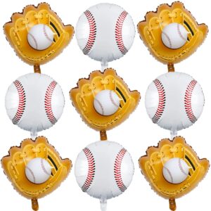 9 pcs baseball balloons and baseball glove balloons 20 inch sports mylar balloon for baseball themed birthday party supplies baby shower decoration