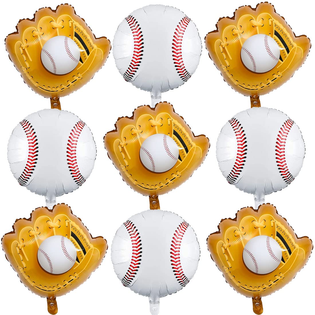 9 Pcs Baseball Balloons and Baseball Glove Balloons 20 Inch Sports Mylar Balloon for Baseball Themed Birthday Party Supplies Baby Shower Decoration