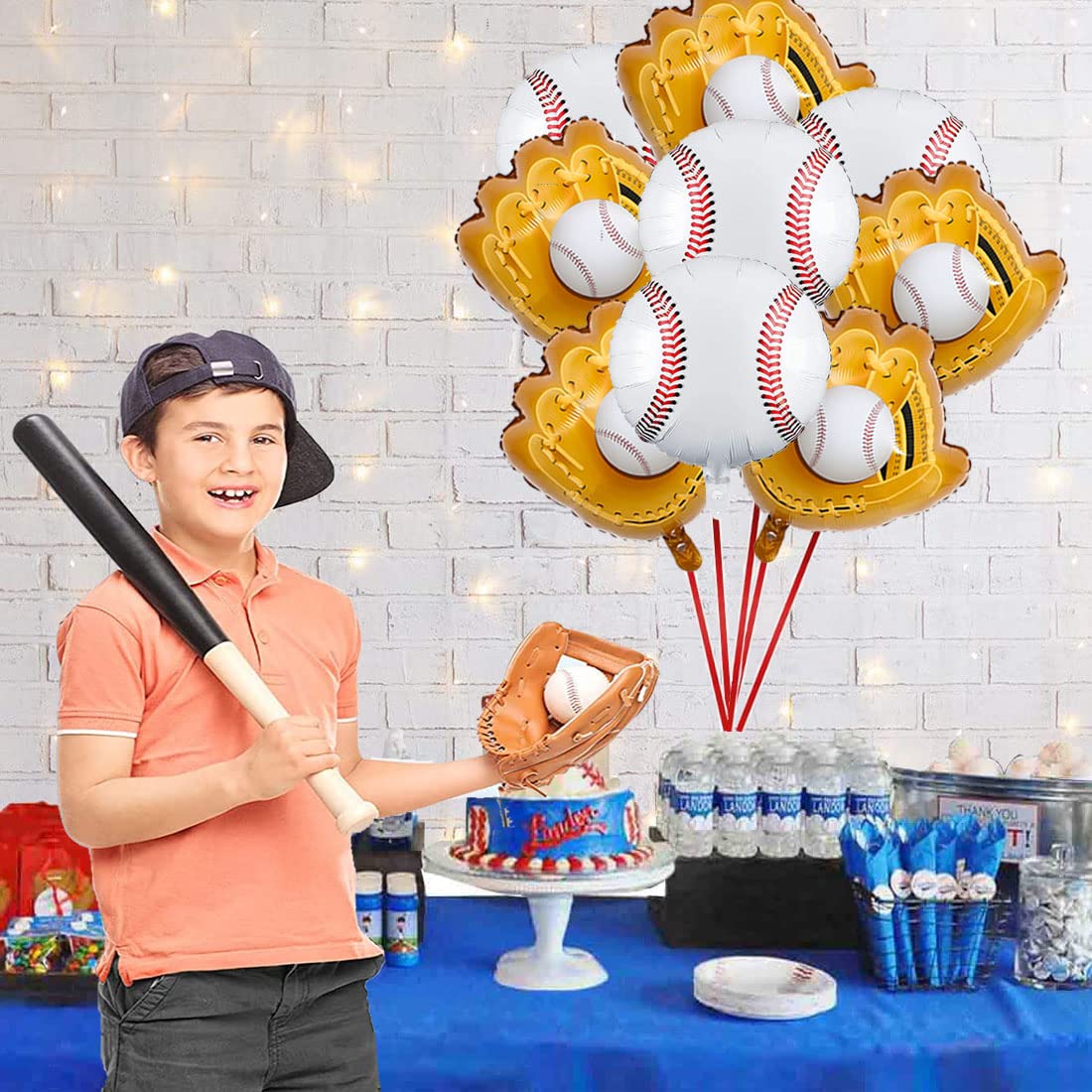 9 Pcs Baseball Balloons and Baseball Glove Balloons 20 Inch Sports Mylar Balloon for Baseball Themed Birthday Party Supplies Baby Shower Decoration