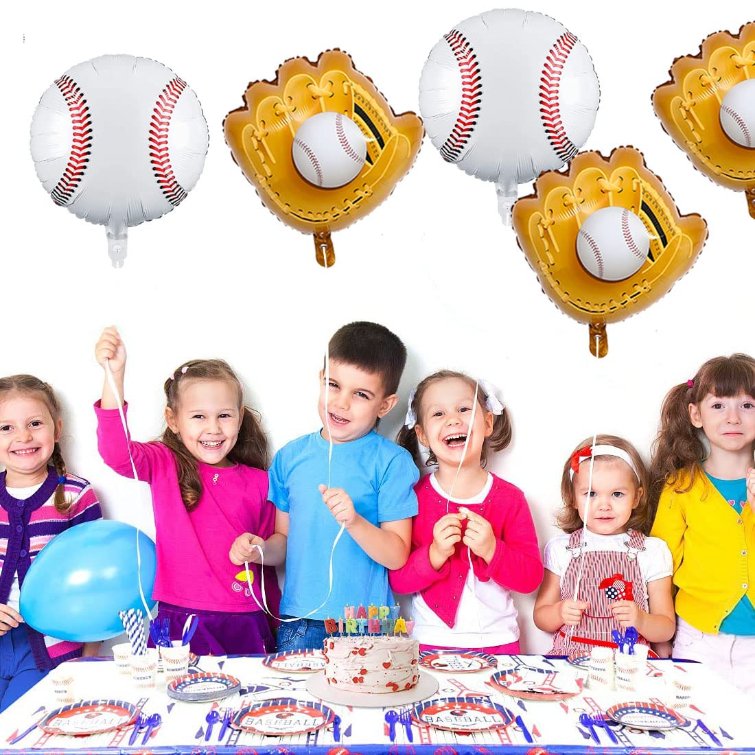 9 Pcs Baseball Balloons and Baseball Glove Balloons 20 Inch Sports Mylar Balloon for Baseball Themed Birthday Party Supplies Baby Shower Decoration