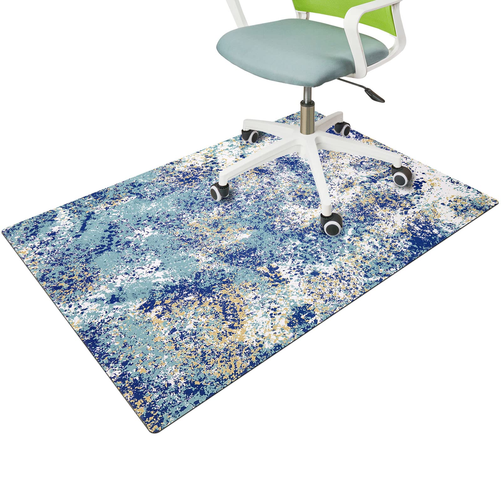 U'Artlines Abstract Desk Chair Mat for Hardwood Floor Anti-Slip Desk Floor Mat Non-Curve Office Floor Mat Non-Toxic Chair Floor Protector for Rolling Chair (Bilbao, 36" X 48")