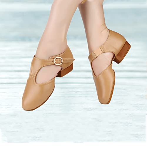 Leather Jazz Dance Shoes for Women Men Slip on Teaching Dance Sandals 8.5 M US Women Natural