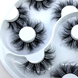 hbzgtlad 5 pairs false eyelashes cat-eye fluffy faux mink lashes 8d wispy lashes dramatic long thick volume fake eye lash(wx-28)