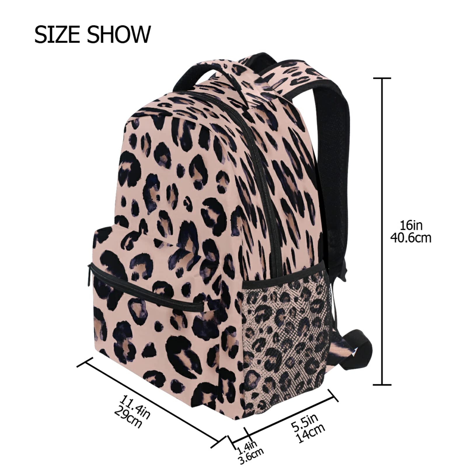 Leopard Print Cheetah Pink Backpack School Bags Bookbags for Teen Kids Travel Daypack One Size