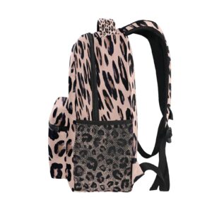 Leopard Print Cheetah Pink Backpack School Bags Bookbags for Teen Kids Travel Daypack One Size