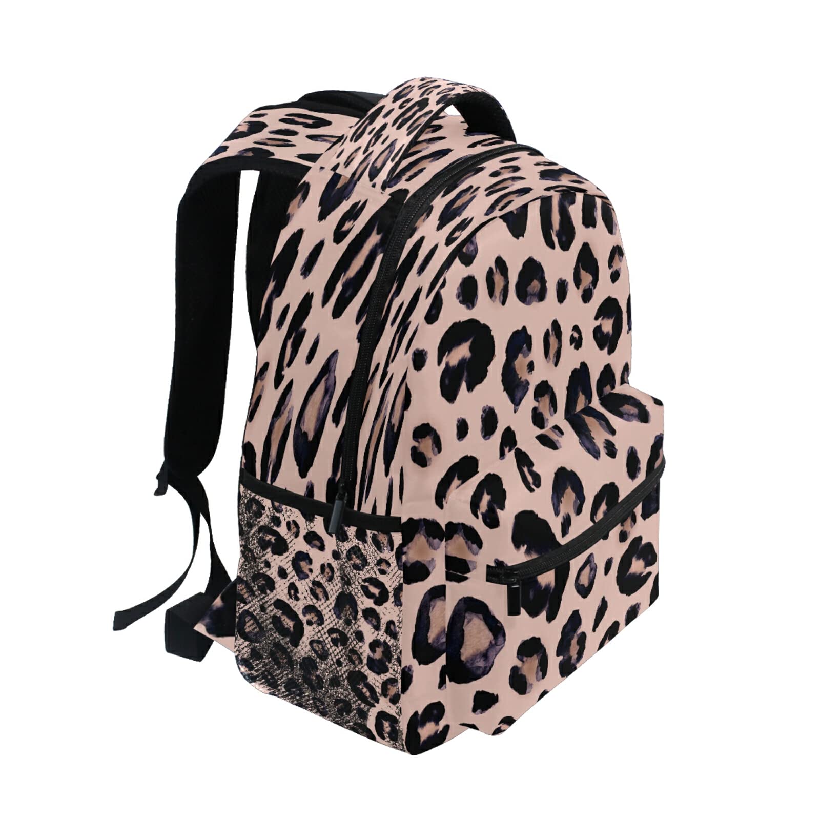 Leopard Print Cheetah Pink Backpack School Bags Bookbags for Teen Kids Travel Daypack One Size