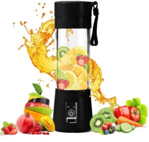 portable blender usb rechargeable - portable blender for shakes & smoothies - 6 blades-wenpic- fruit & vegetable juicer - for travel sports kitchen - mini portable blender (upgraded version, black)