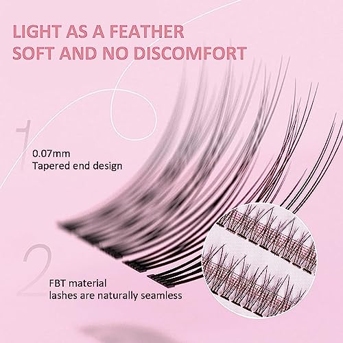 MLEN DIARY 296 Clusters Individual Lashes Wispy Manga Lashes Clusters Lashes Natural Look Cat Eye Lashes 5-12mm False Eyelashes Extension Faux Mink Fake Lash Anime Single Lashes Half Fluffy Eyelashes