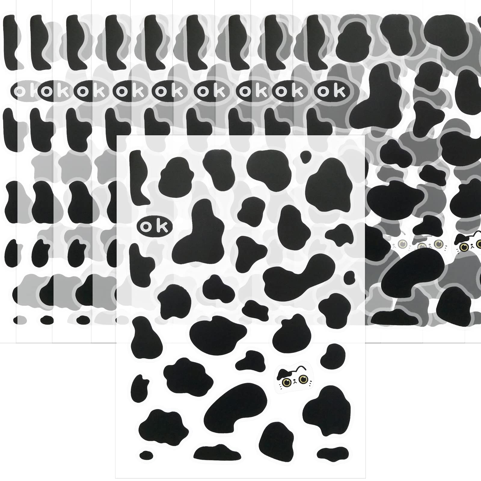 Cow Print Sticker Black Vinyl Removable Cow Pattern Decal for Bedroom Wall Nursery Classroom Decor (340PCS)