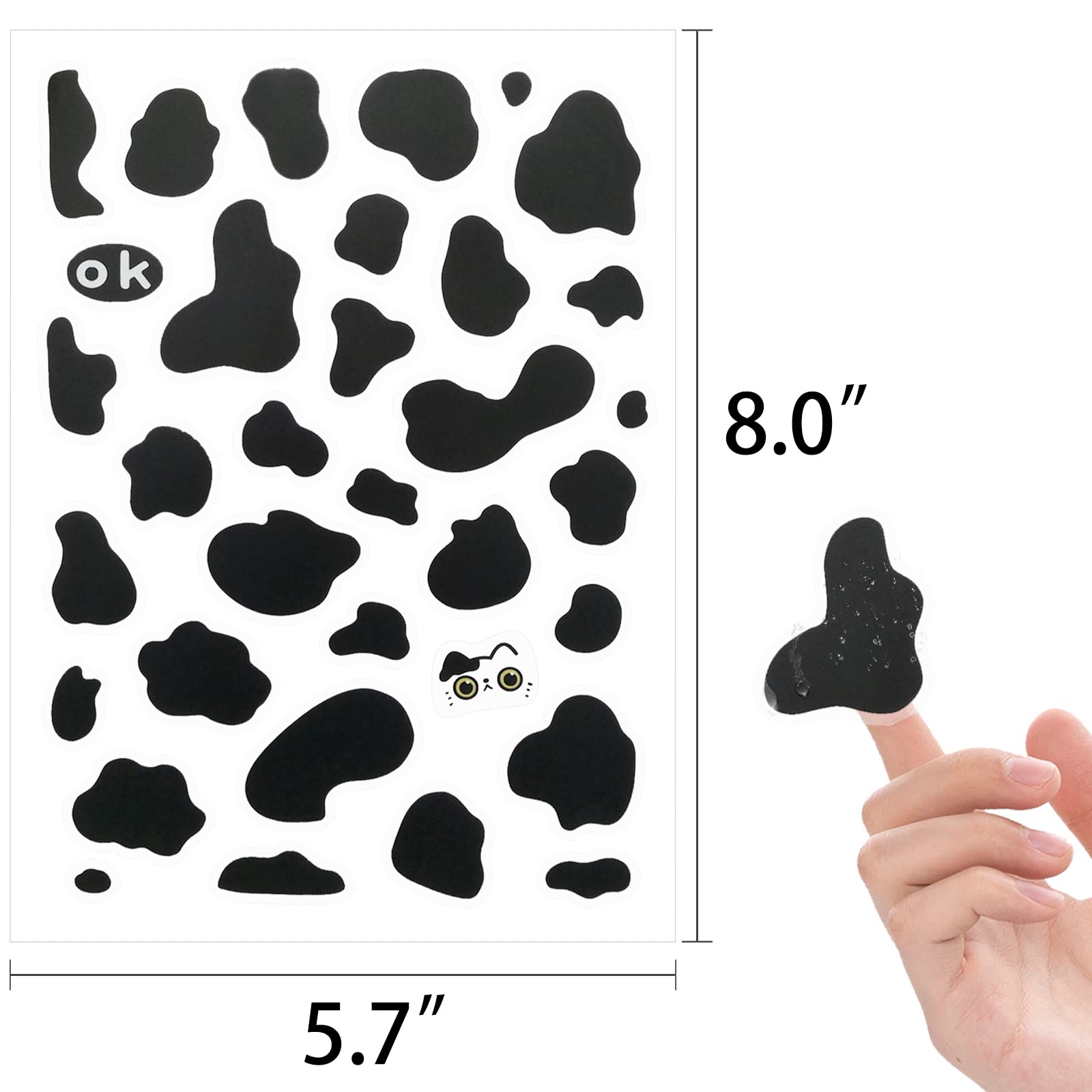 Cow Print Sticker Black Vinyl Removable Cow Pattern Decal for Bedroom Wall Nursery Classroom Decor (340PCS)