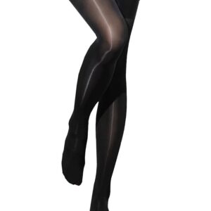 Long-Perfect Ultra Shimmery Thigh High Stockings Shiny Sheer Tights Pantyhose 8 Denier (Black)