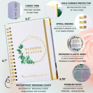 Wedding Planner&Organizer for Bride,Diamond Pen Set,A5 Undated Bridal Countdown Wedding Notebook Engagements Gift