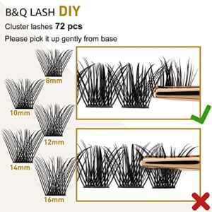 Lash Clusters B02 DIY Eyelash 72 Cluster Lashes C D Curl B&Q LASH Mega Volume Individual Lashes Eyelash Clusters Wispy Lashes Cluster DIY at Home (NM-D-8-16MIX)