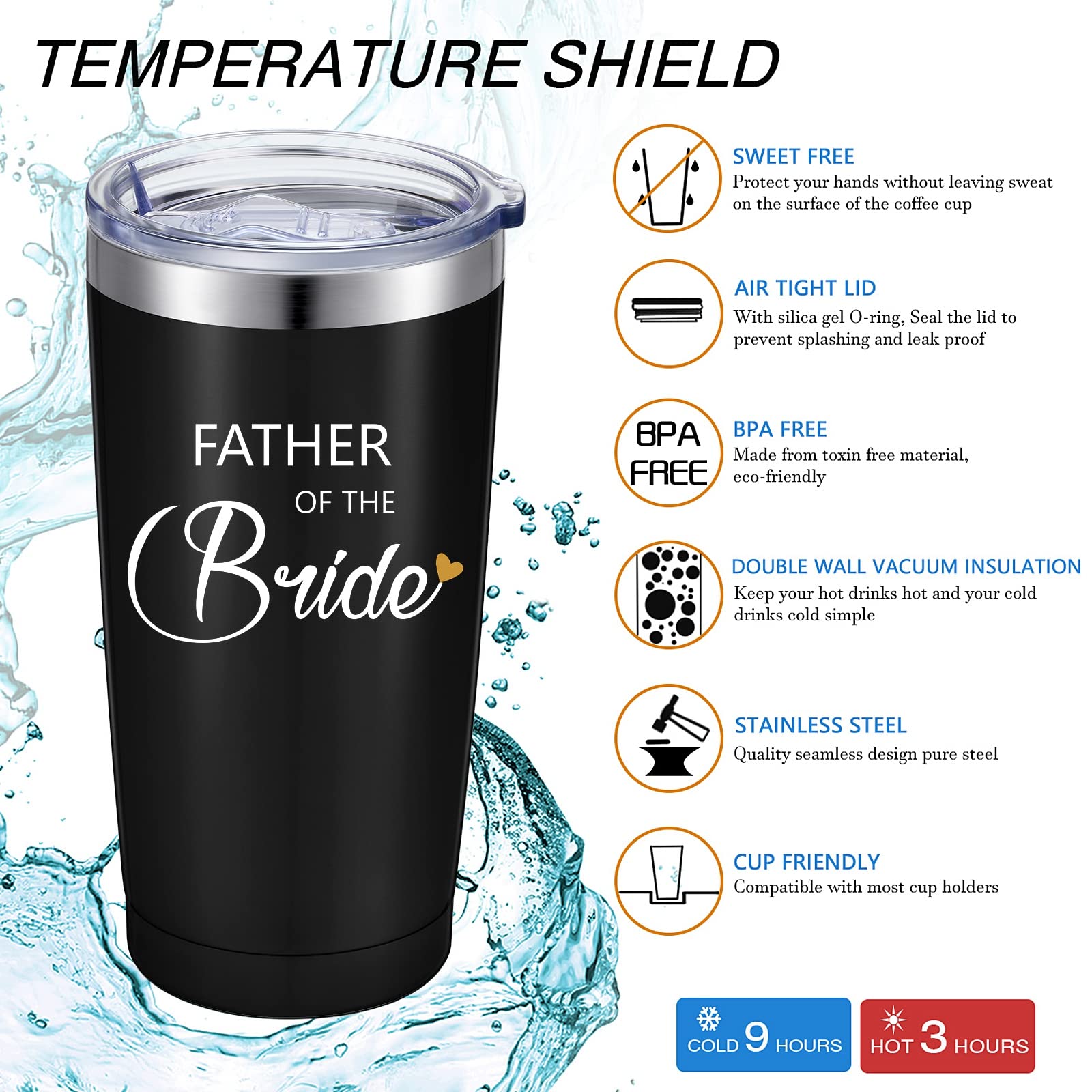 4 Pieces Mother of the Bride Groom Father of the Bride Groom Tumbler Set 20 oz Tumbler Travel Mugs with Lids Straws Brushes Wedding Favor Gifts for Bridal Shower Engagement Announcement Party