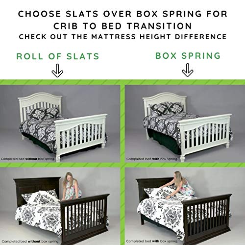 CC KITS Set of Eight (8) 53 Inch Full/Double Size Solid Wood Support Bed Slats｜Use Crib Conversion Kits｜Platform Frame for Mattress｜Bunkie Board, Box Spring or Foundation Replacement Option