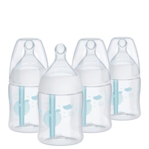 nuk smooth flow pro anti colic baby bottle - easy to assemble and clean & reduces newborn spit-up & gas, 5oz, 4-pack, neutral