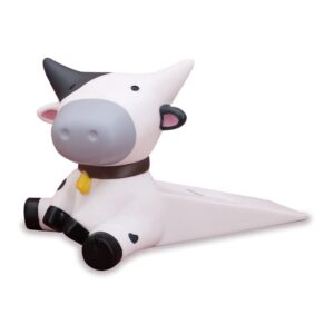 txyaon door stopper cute door stops floor decorative animal doorstop non-slip door wedge cow door stoppers for home and office, with colorful box (milch cow white)