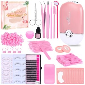 325 pcs professional lash extension supplies kit with lash clusters,lash fan, glue,eyelash remover,tweezers for beginners