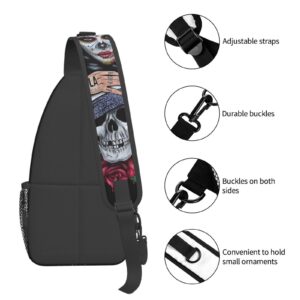 Fosgzif Crossbody Bag Sling Shoulder Backpack for Men Women Day of the Dead Sugar Skull Unisex Small Hiking Backpack Durable Hiking Daypack for Sport Casual Walking Biking Travel Cycling