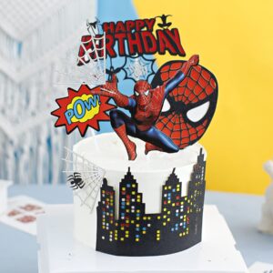 Ekate Spider Superhero Birthday Cake Toppers Adults Kids Hero Movie Themed Party Supplies