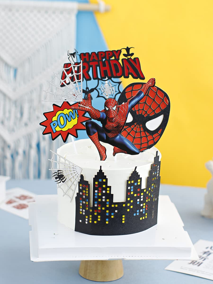 Ekate Spider Superhero Birthday Cake Toppers Adults Kids Hero Movie Themed Party Supplies