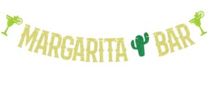 gold glitter margarita bar banner, margaritas bunting garland for cinco de mayo mexican fiesta themed party decorations, cactus fiesta bridal shower baby shower party decorations