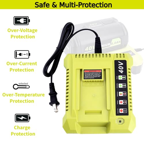 OP401 40V Lithium Ion Battery Charger Compatible with Ryobi OP4015 OP4026 OP4026A OP4030 OP4040 OP4050 OP4050A OP4060 OP40261 OP40301 OP40401 OP40501 OP40601 Tools Batteries