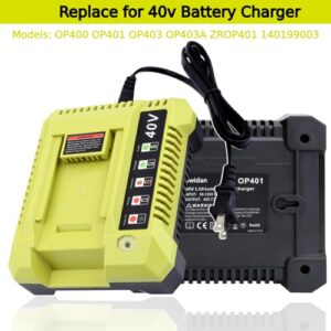 OP401 40V Lithium Ion Battery Charger Compatible with Ryobi OP4015 OP4026 OP4026A OP4030 OP4040 OP4050 OP4050A OP4060 OP40261 OP40301 OP40401 OP40501 OP40601 Tools Batteries