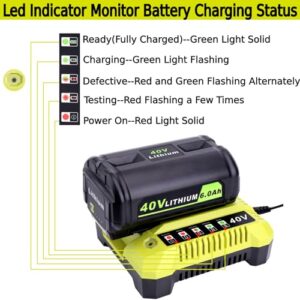 OP401 40V Lithium Ion Battery Charger Compatible with Ryobi OP4015 OP4026 OP4026A OP4030 OP4040 OP4050 OP4050A OP4060 OP40261 OP40301 OP40401 OP40501 OP40601 Tools Batteries