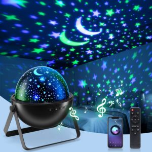 star lights for bedroom,15 white noise sound machine baby night light projector,bluetooth music usb kids night light, remote timer dinosaur night light for kids room christmas gifts for baby boy girls