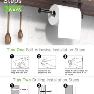 Adjustable Self-Adhesive Paper Towel Holder Under Cabinet, Under Counter Paper Towel Holder Wall Mount for Kitchen Bathroom Organization Storage, Adhesive and Screws, Extendable 7.5" to 14"