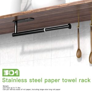 Adjustable Self-Adhesive Paper Towel Holder Under Cabinet, Under Counter Paper Towel Holder Wall Mount for Kitchen Bathroom Organization Storage, Adhesive and Screws, Extendable 7.5" to 14"