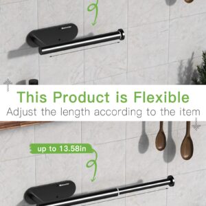 Adjustable Self-Adhesive Paper Towel Holder Under Cabinet, Under Counter Paper Towel Holder Wall Mount for Kitchen Bathroom Organization Storage, Adhesive and Screws, Extendable 7.5" to 14"