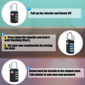 2 Pack 4 Digit TSA Luggage Locks, Diyife Outdoor Waterproof Padlock, Combination Lock for Backpack, Locker, Gate, Toolbox, High-Strength Zinc Alloy Steel - Black & White