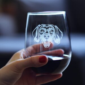 Happy Beagle Stemless Wine Glass - Cute Dog Themed Decor and Gifts for Moms & Dads of Beagles - Large 17 Oz Glasses