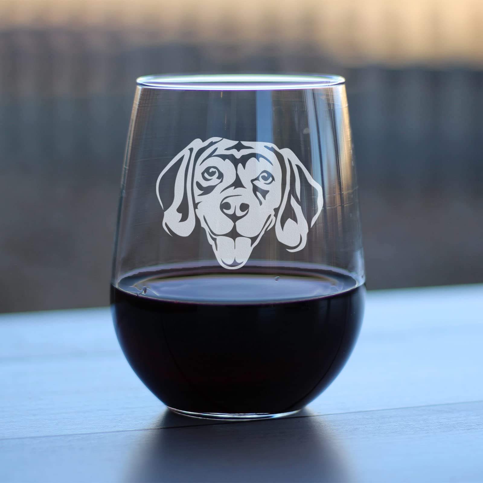 Happy Beagle Stemless Wine Glass - Cute Dog Themed Decor and Gifts for Moms & Dads of Beagles - Large 17 Oz Glasses