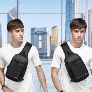 Sling Bag for Men Chest Bag Shoulder Backpack Daypack Crossbody Sling Backpack with USB Cable for Hiking Camping Outdoor Trip