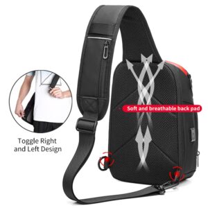 Sling Bag for Men Chest Bag Shoulder Backpack Daypack Crossbody Sling Backpack with USB Cable for Hiking Camping Outdoor Trip